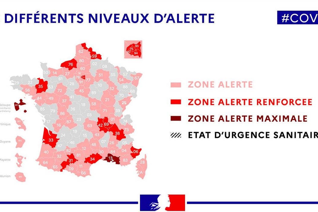 Covid-19 : Cinq niveaux d'alerte en France